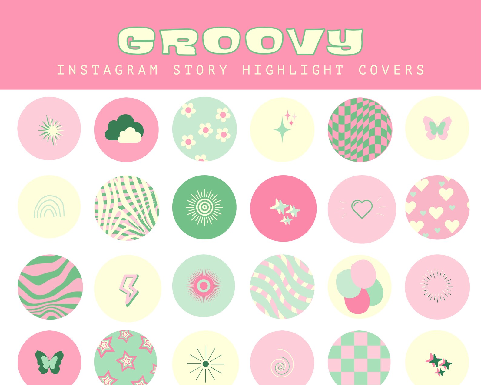 32 Groovy Instagram Highlight Covers, 80s Pink Retro Instagram Story ...