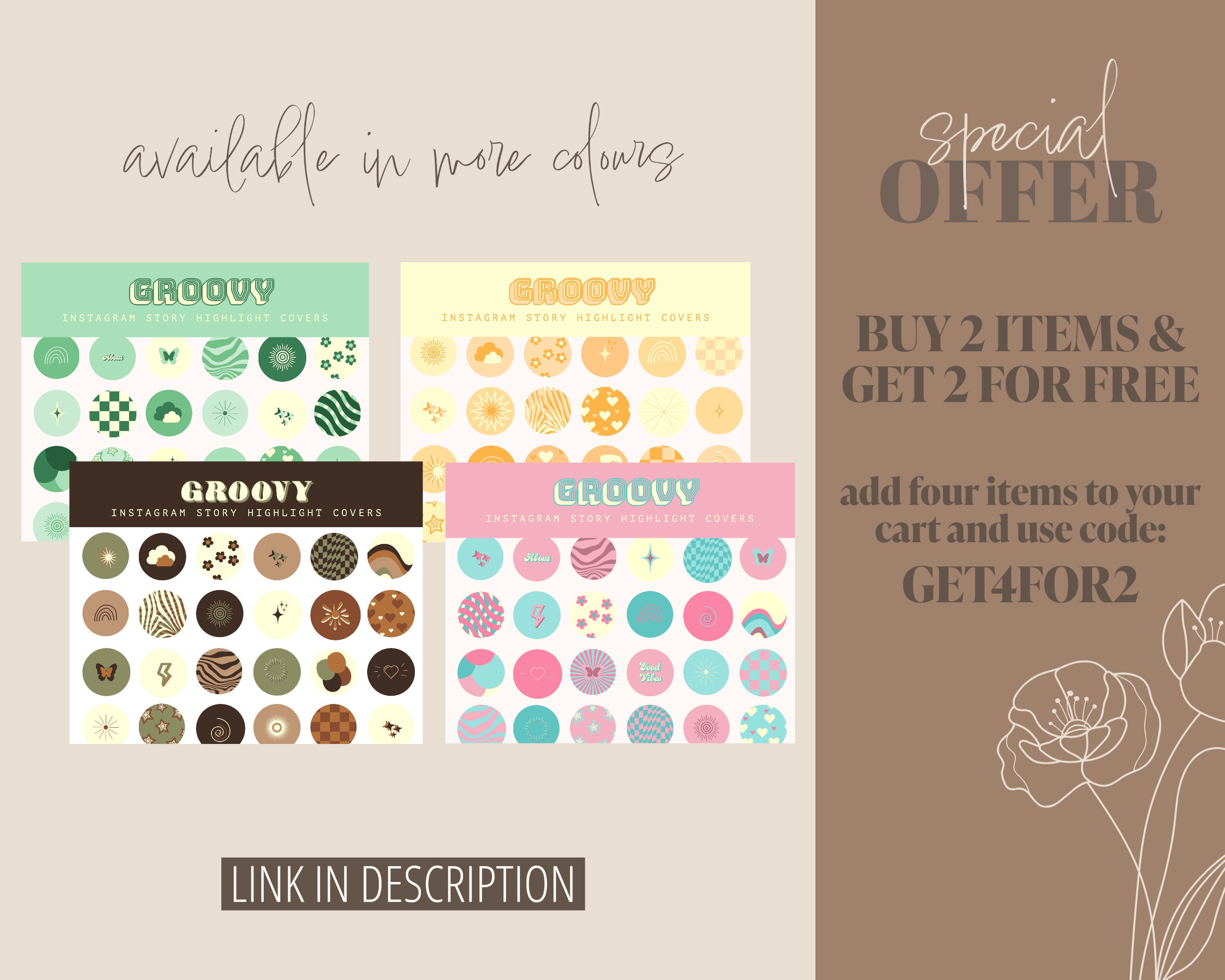 Retro Brown Instagram Highlight Covers, 80s Blue Groovy Story Highlight ...