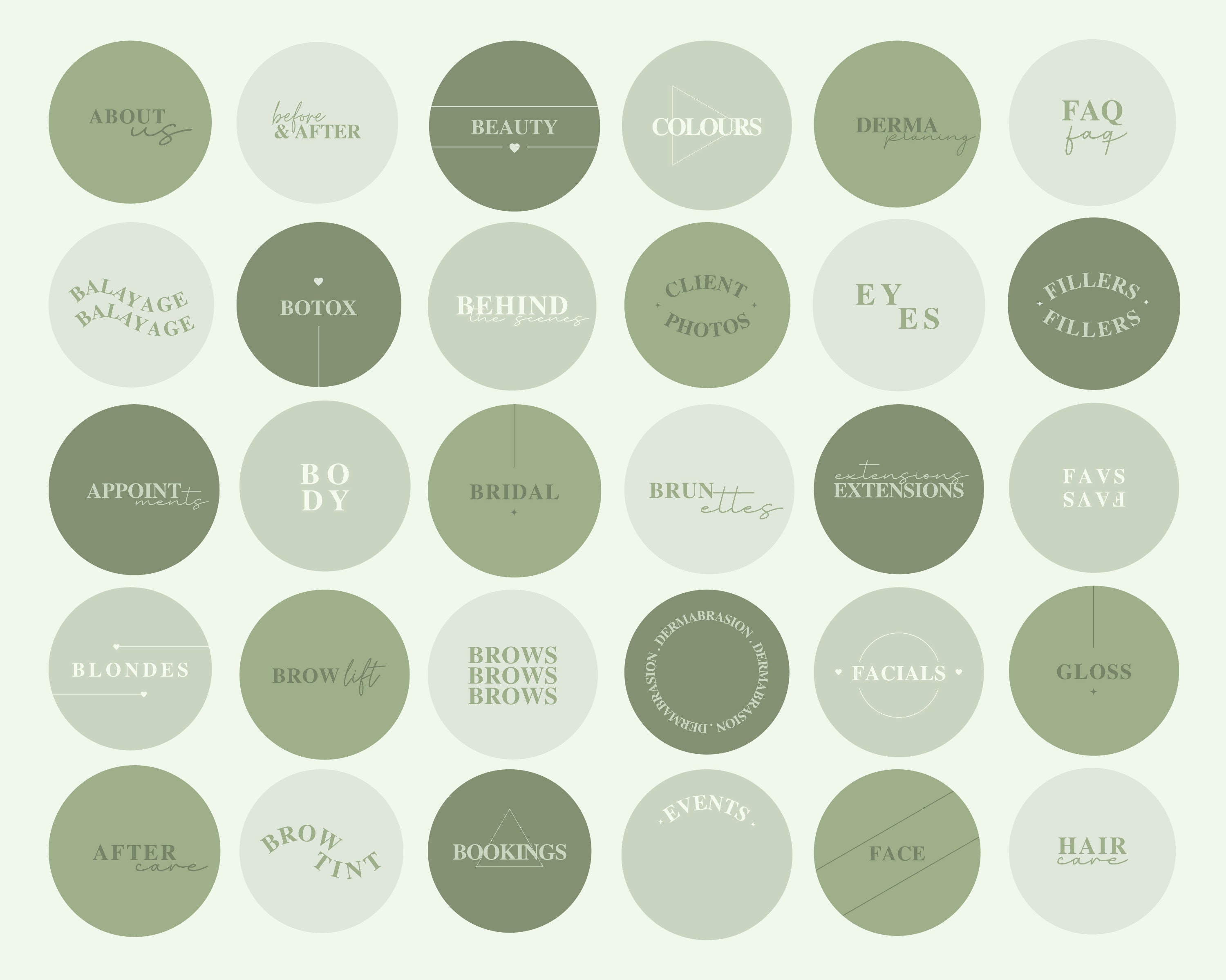 Beauty Salon Instagram Highlight Covers, Green Esthetician Business ...