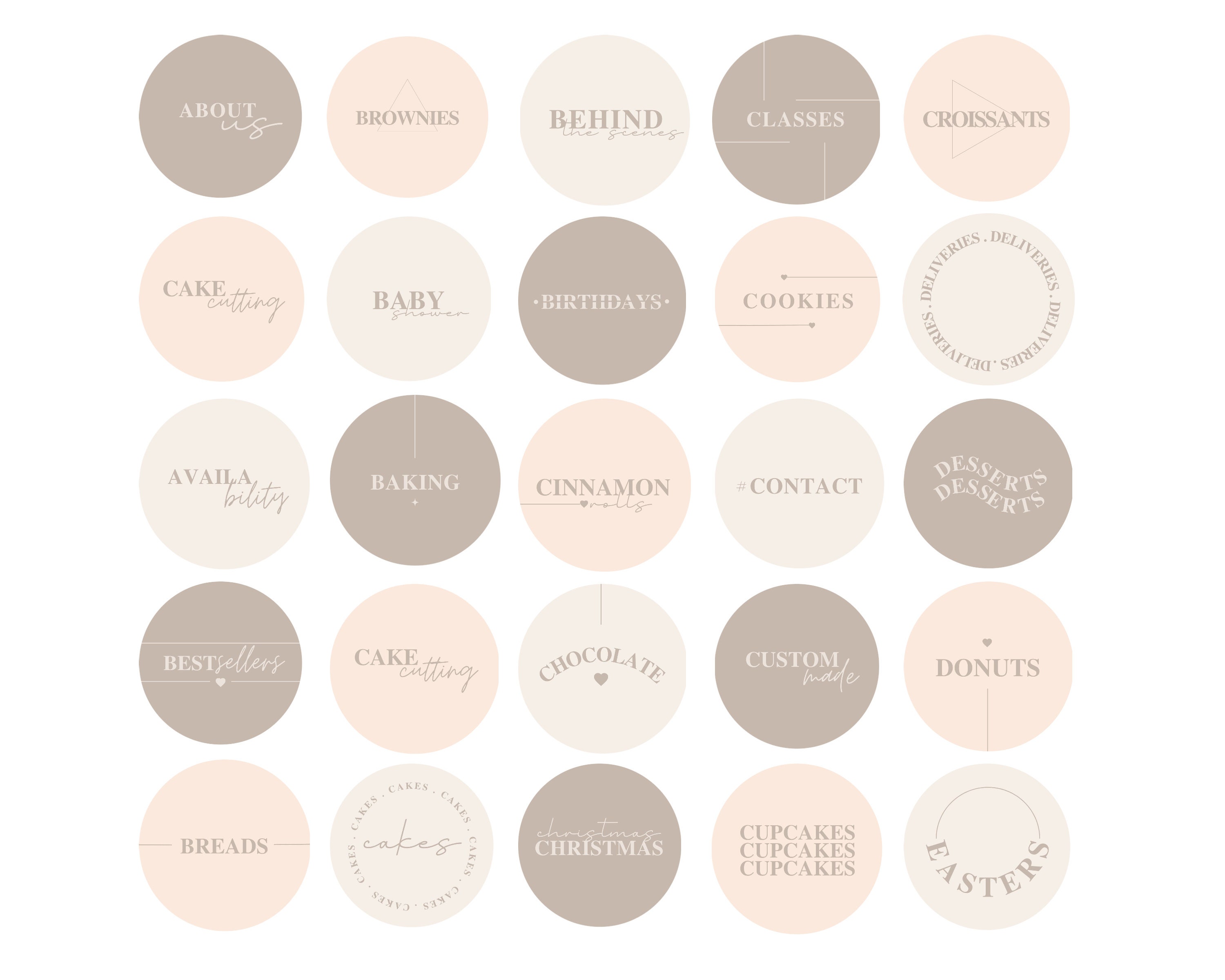 Bakery Instagram Highlight Covers With Letters, Peach Baking Templates ...