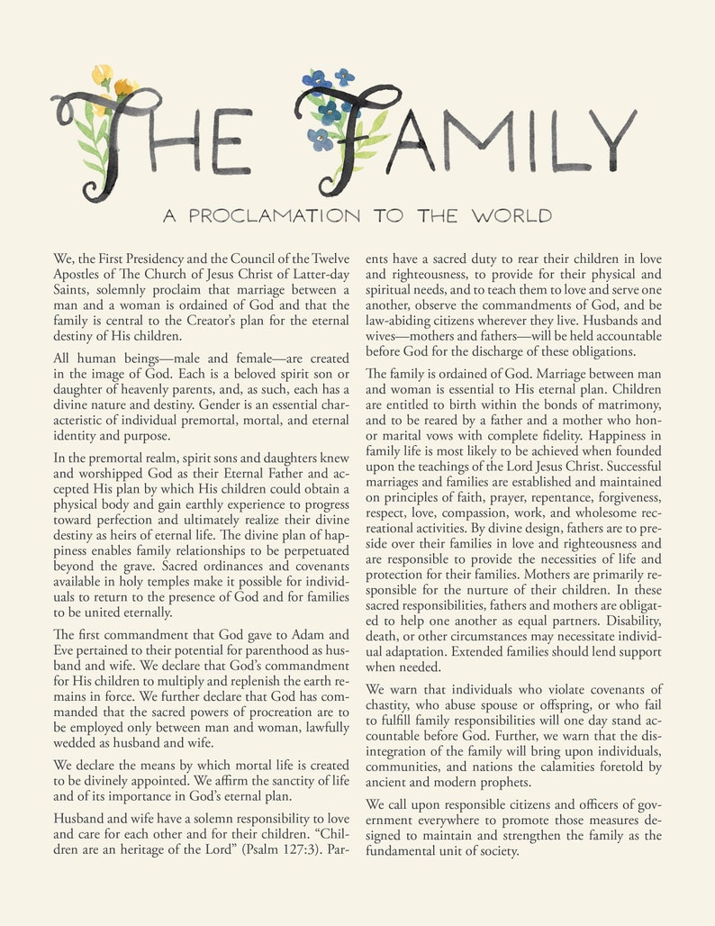 LDS Family Proclamation Printable - Etsy