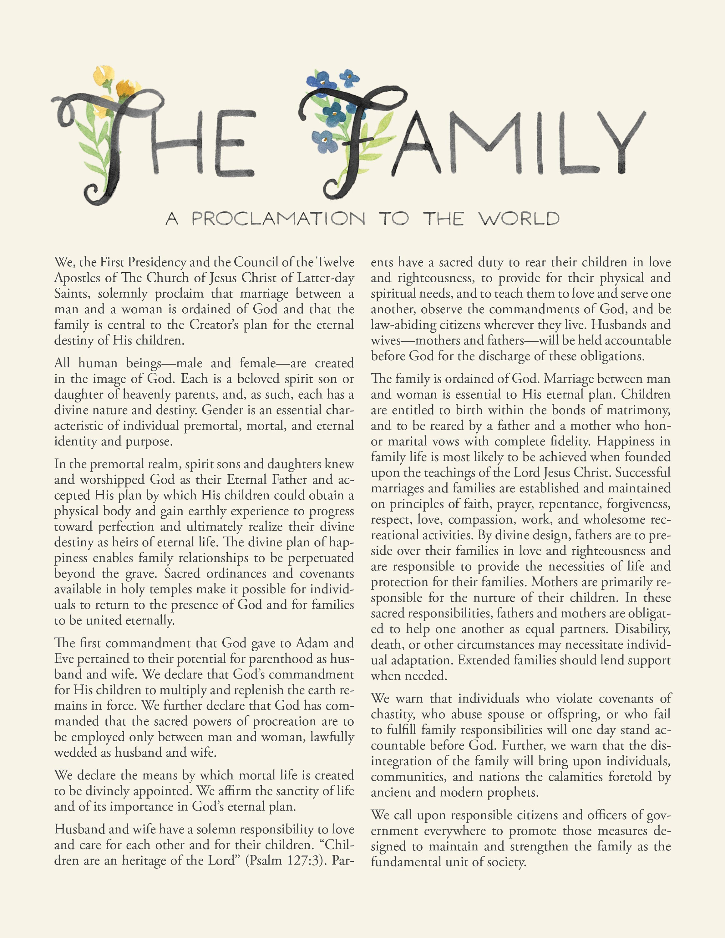 LDS Family Proclamation Printable - Etsy