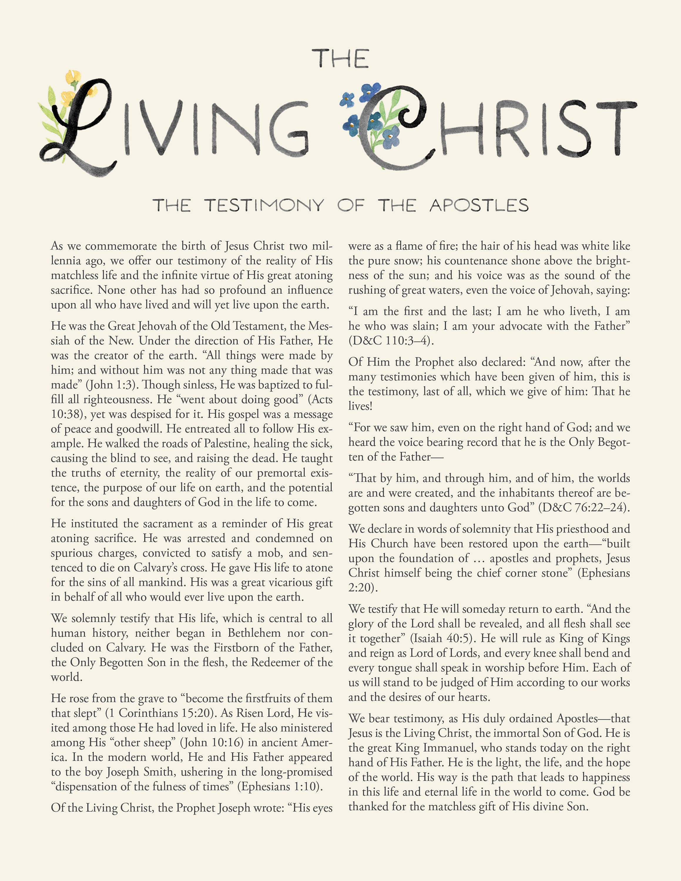 LDS the Living Christ Printable - Etsy