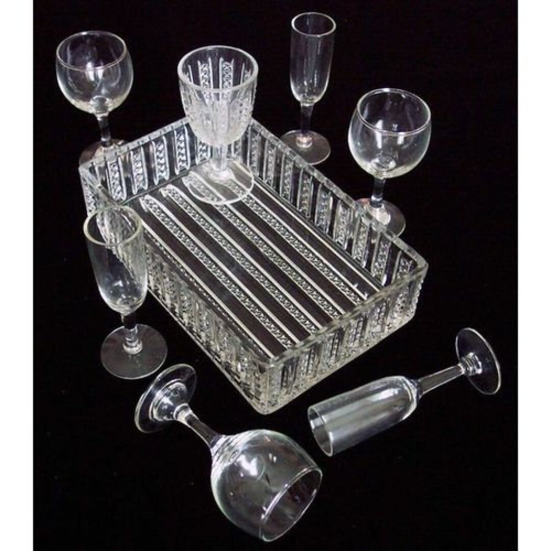 Pressed Glass Apéritif Cordial & Service Tray 6 Free Cordials - Etsy