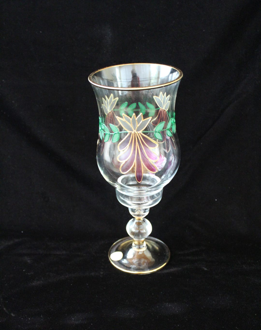 Romanian Handcrafted Crystal Glass Hand-painted Candle Holder - 11 ...