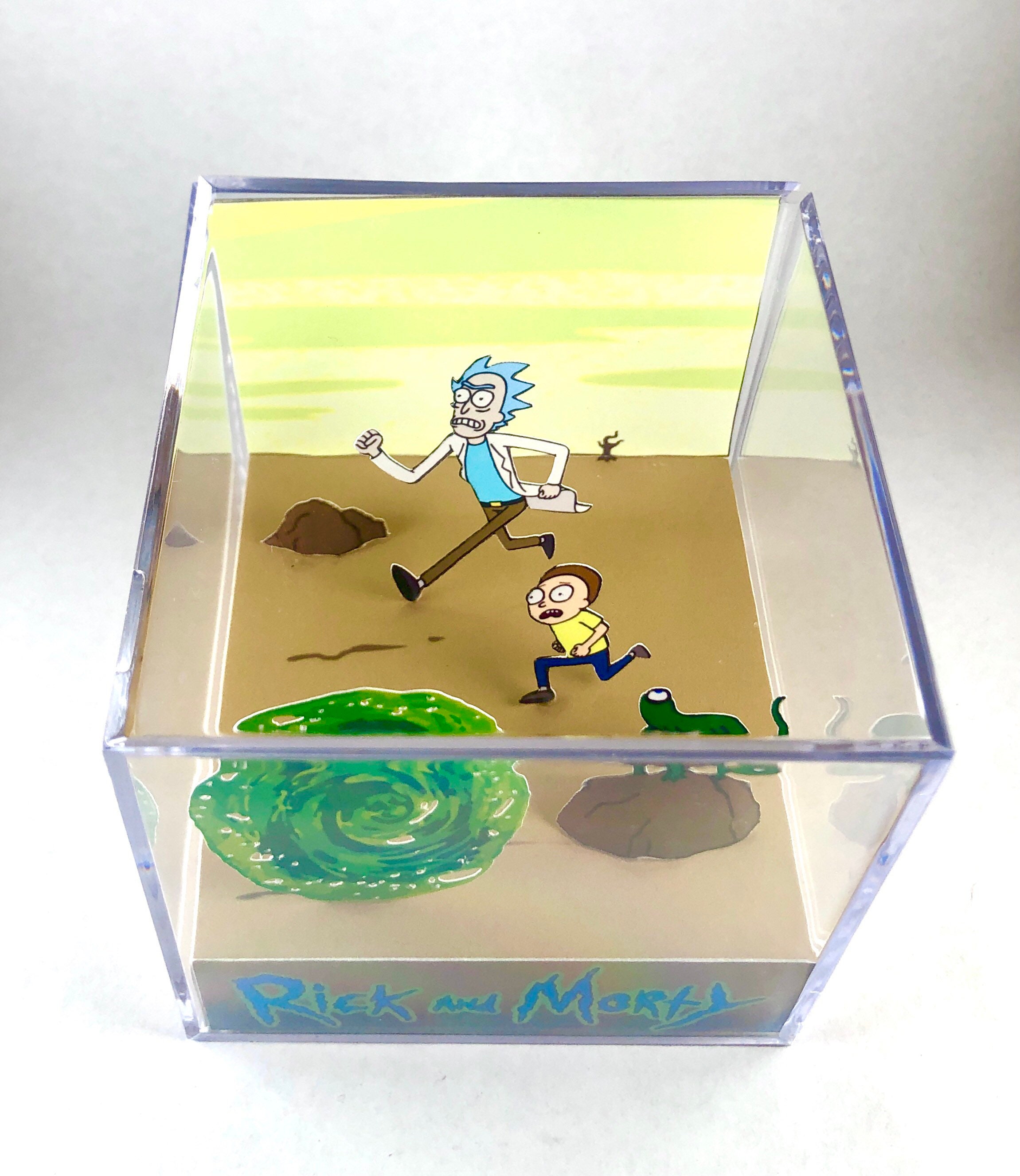 Rick and Morty Portal Run VSYNCART 3D cube diorama shadowbox | Etsy