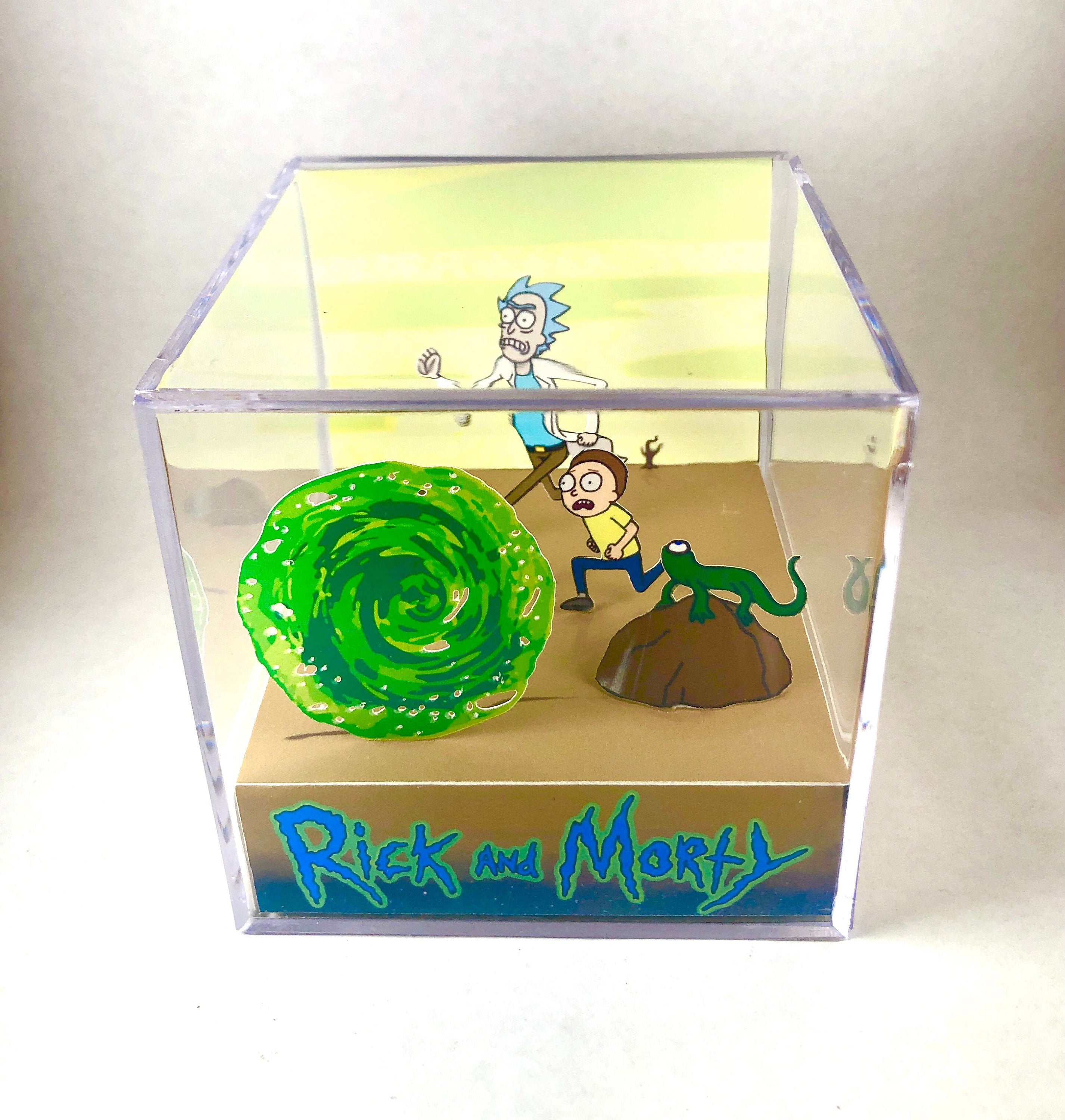 Rick and Morty Portal Run VSYNCART 3D cube diorama shadowbox | Etsy