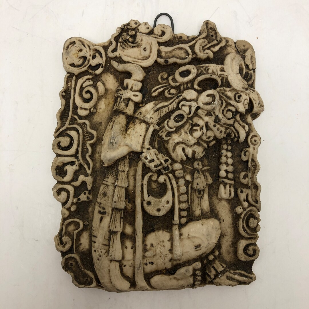 Vintage Mexican Molded Plaster Wall Plaque With Mayan/aztec Theme - Etsy