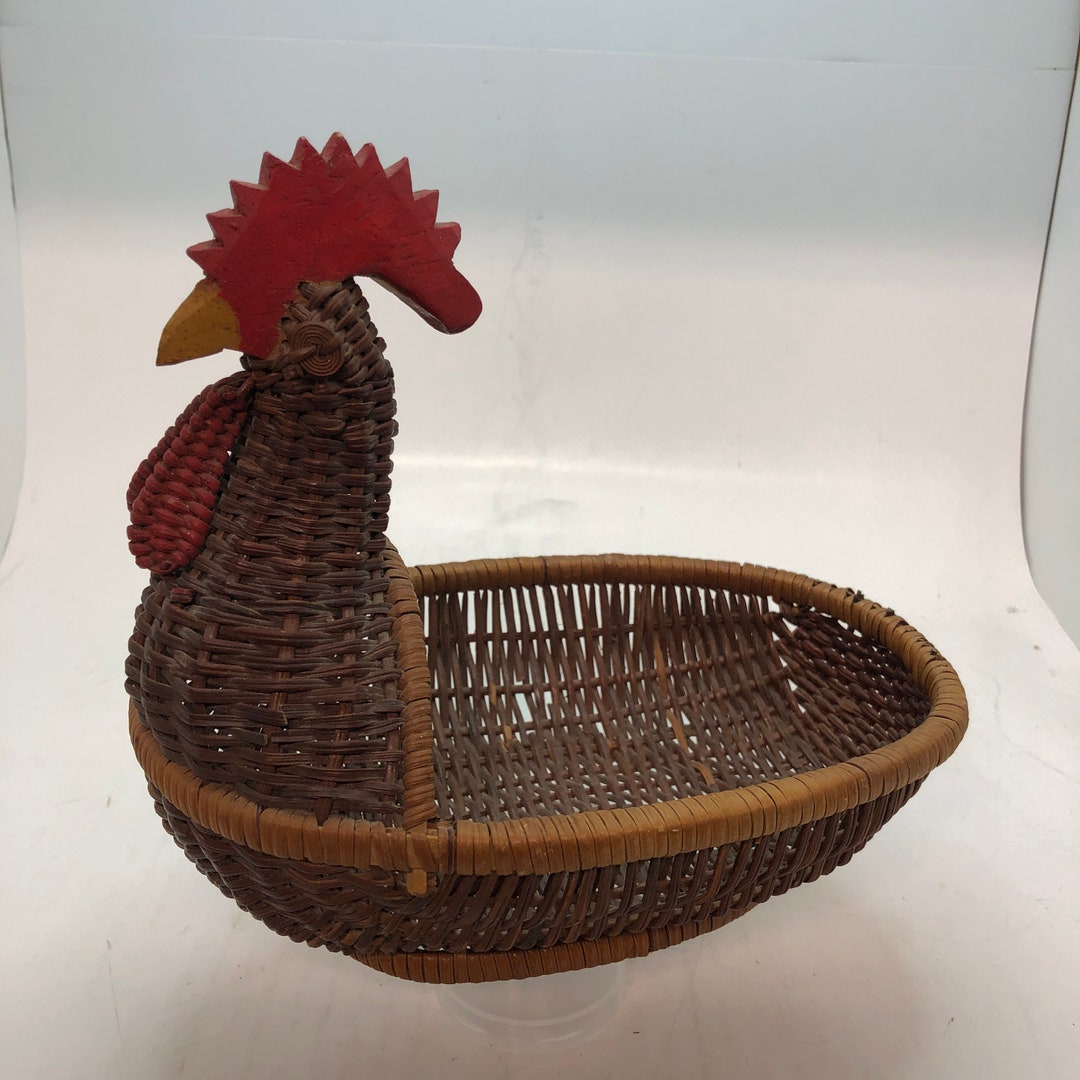 Vintage Wicker Rooster Basket - Etsy