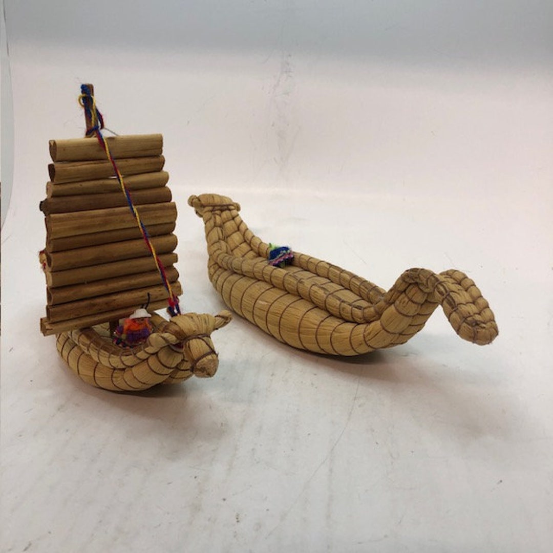 Vintage Woven Straw Boats, South American - Etsy