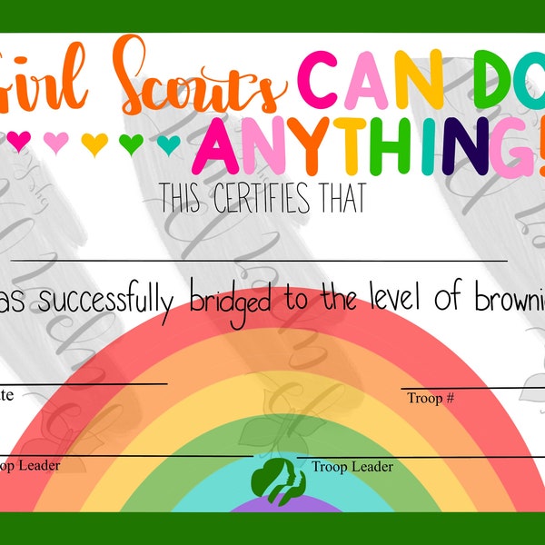 Daisy to Brownie Bridge Certificate - Etsy