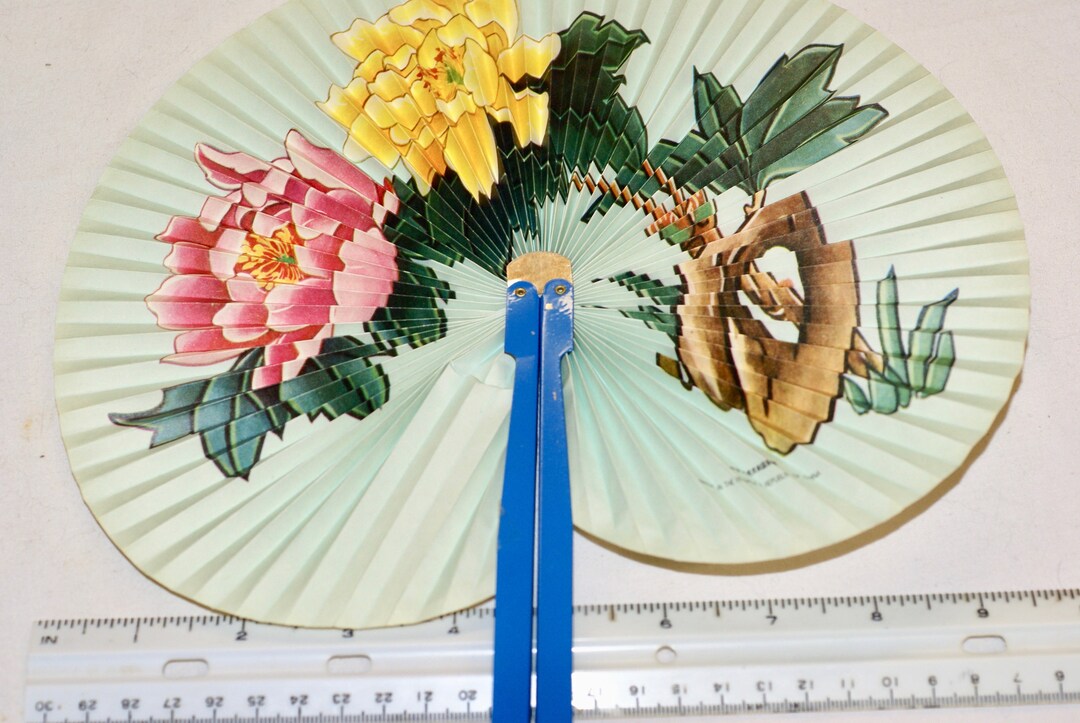 Pair of Chinese Hand Held Fans - One Paper Fan the Other a Plastic Fan ...
