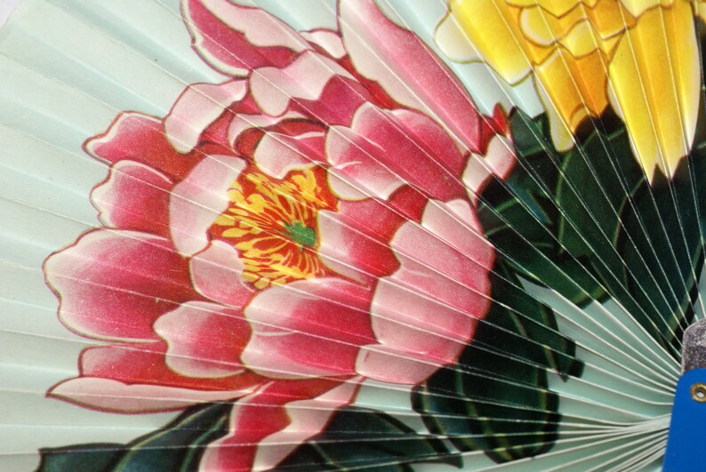 Pair of Chinese Hand Held Fans - One Paper Fan the Other a Plastic Fan ...