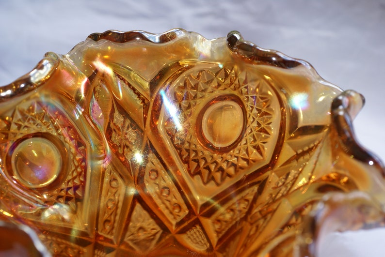 Marigold Carnival Glass Vase - Etsy