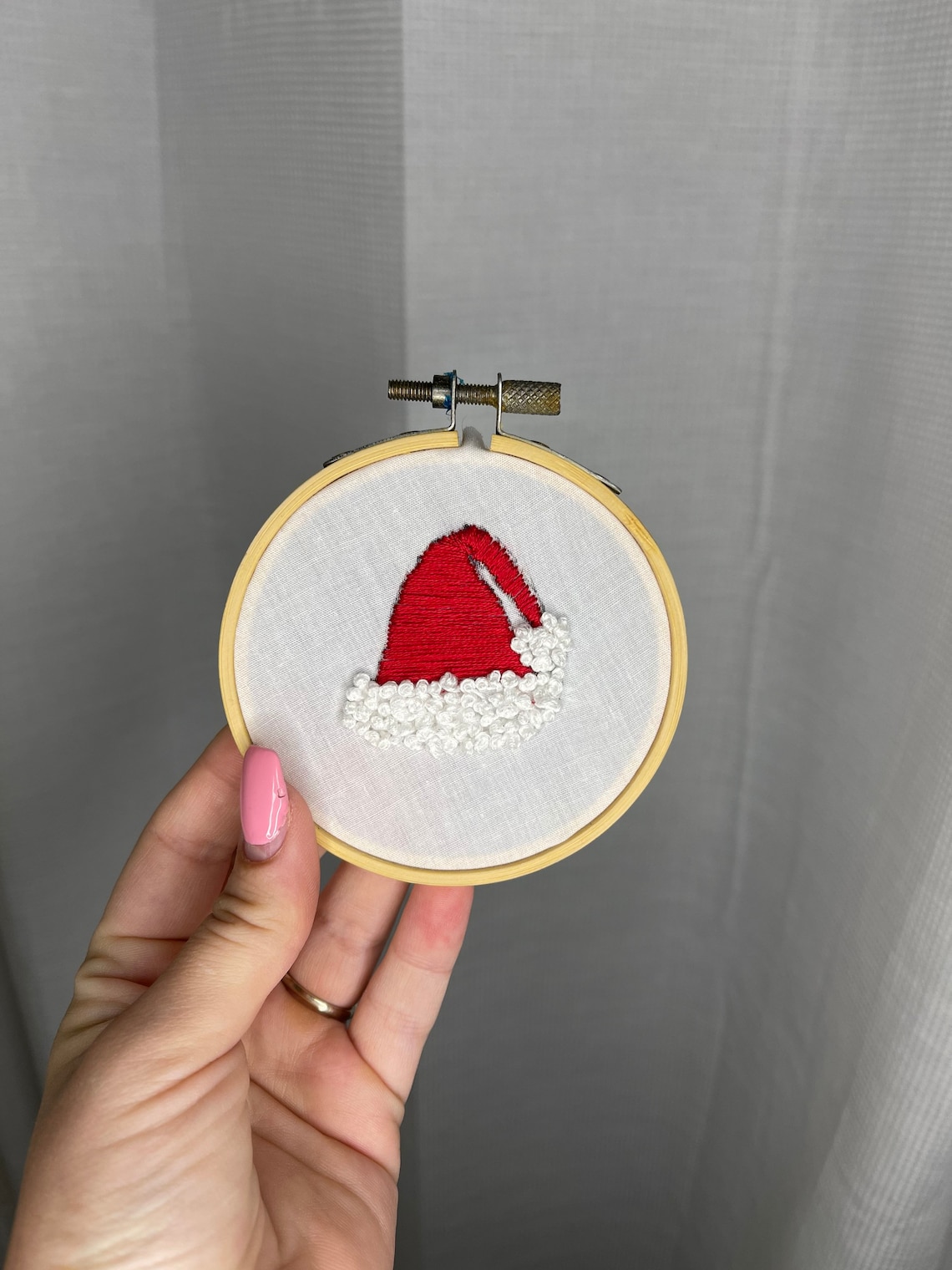 Santa Hat Ornament, Embroidered Ornament, Hand Embroidery, Christmas - Etsy