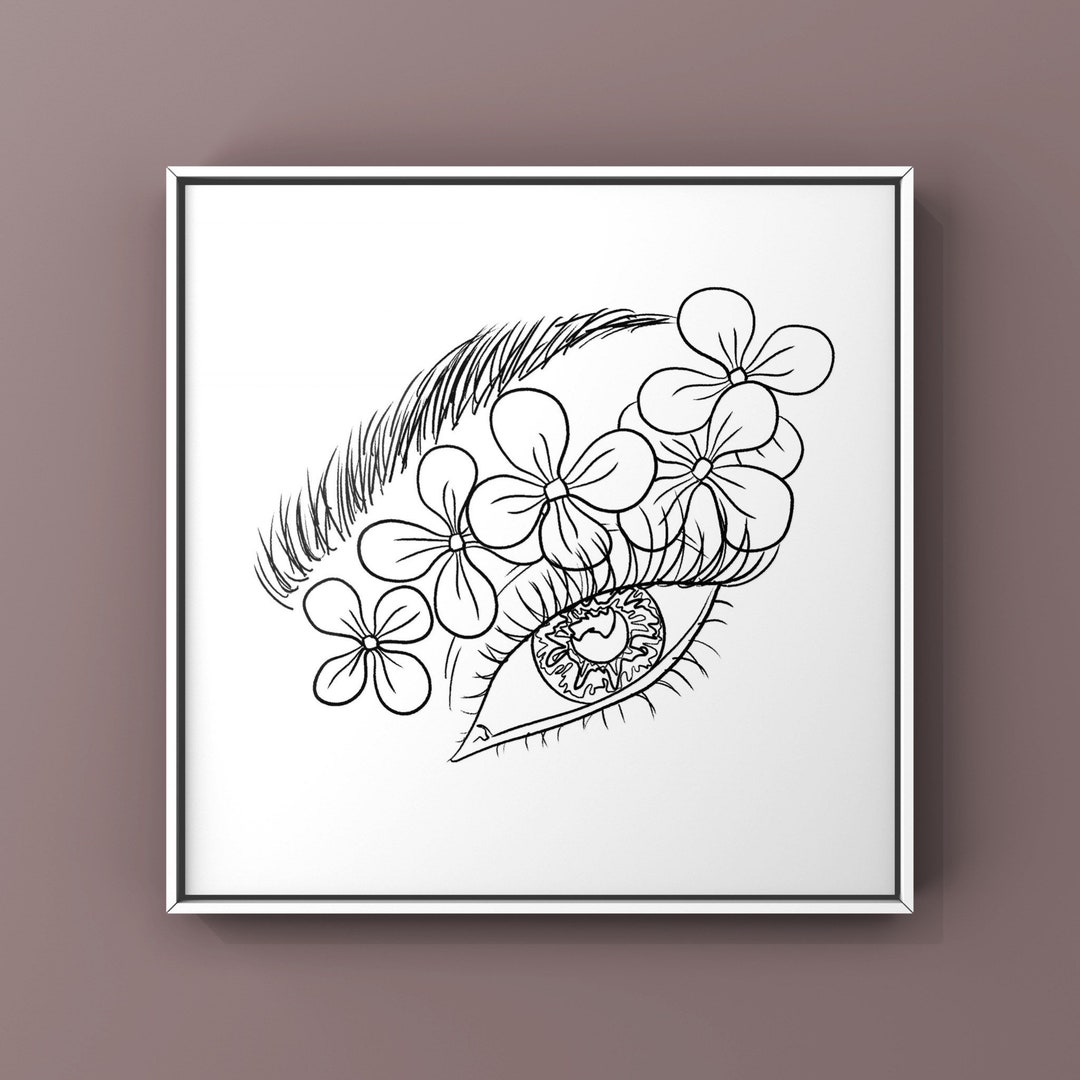 Floral Eye Line Illustration Print - Etsy