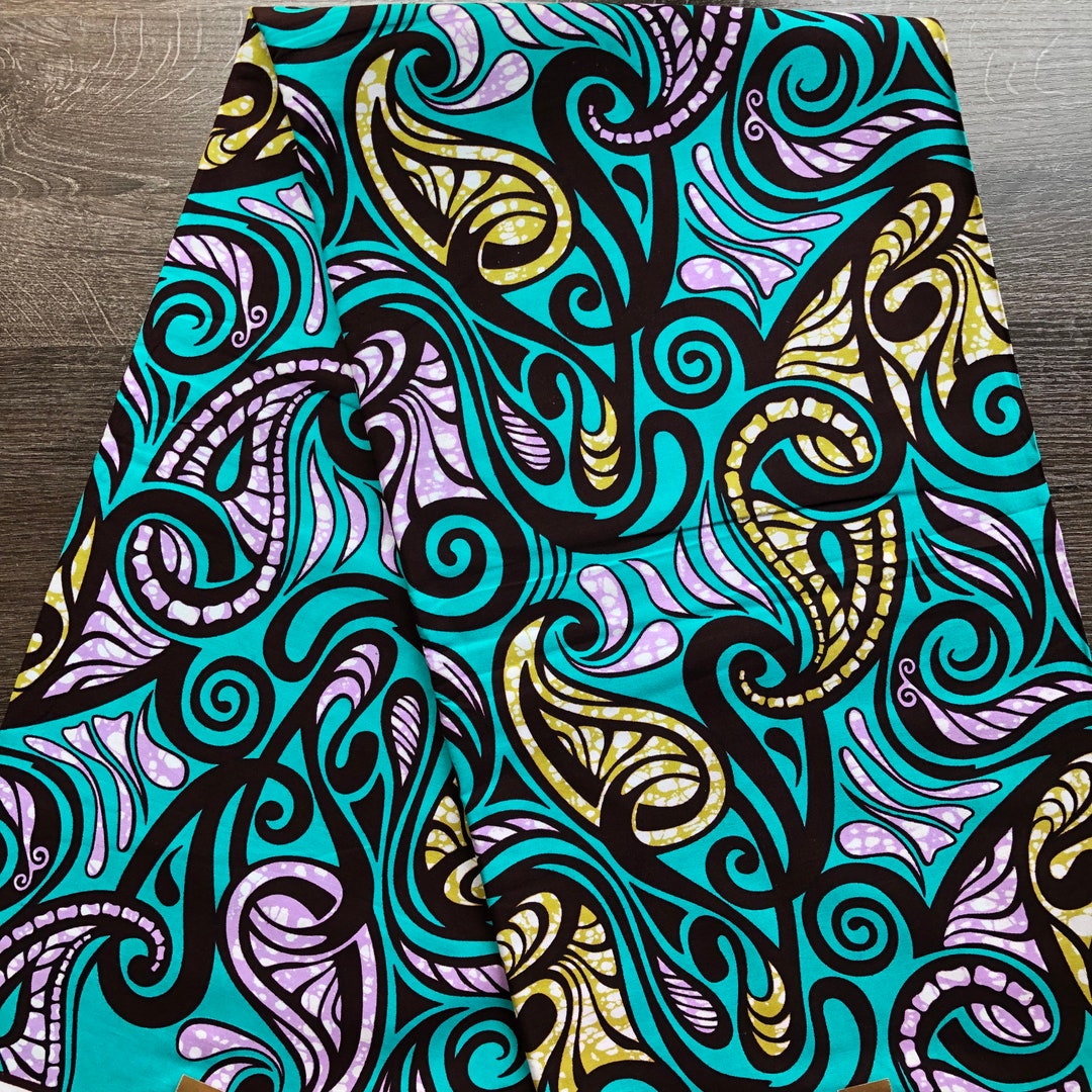 African Print Fabric Turquoise Print Fabric Ankara Fabric - Etsy