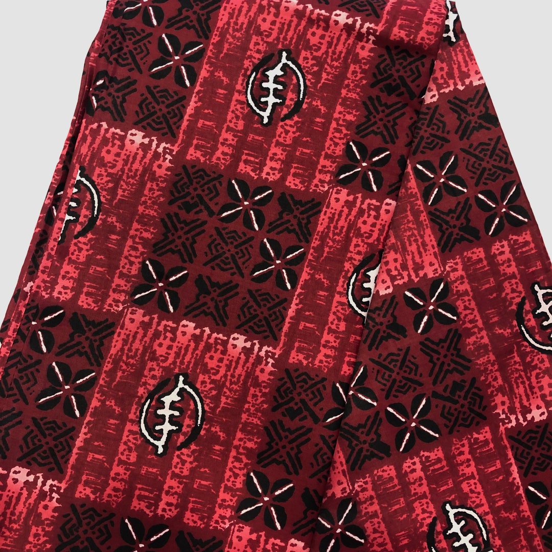 African Print Fabric Dark Cranberry Red Print Fabric Ankara - Etsy