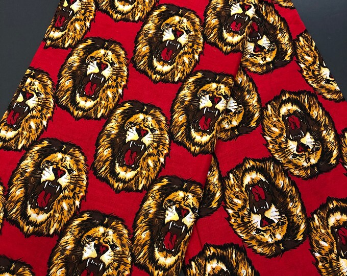 African Print Fabric, Printed Isiagu Lion Head Red Fabric Ankara Fabric ...