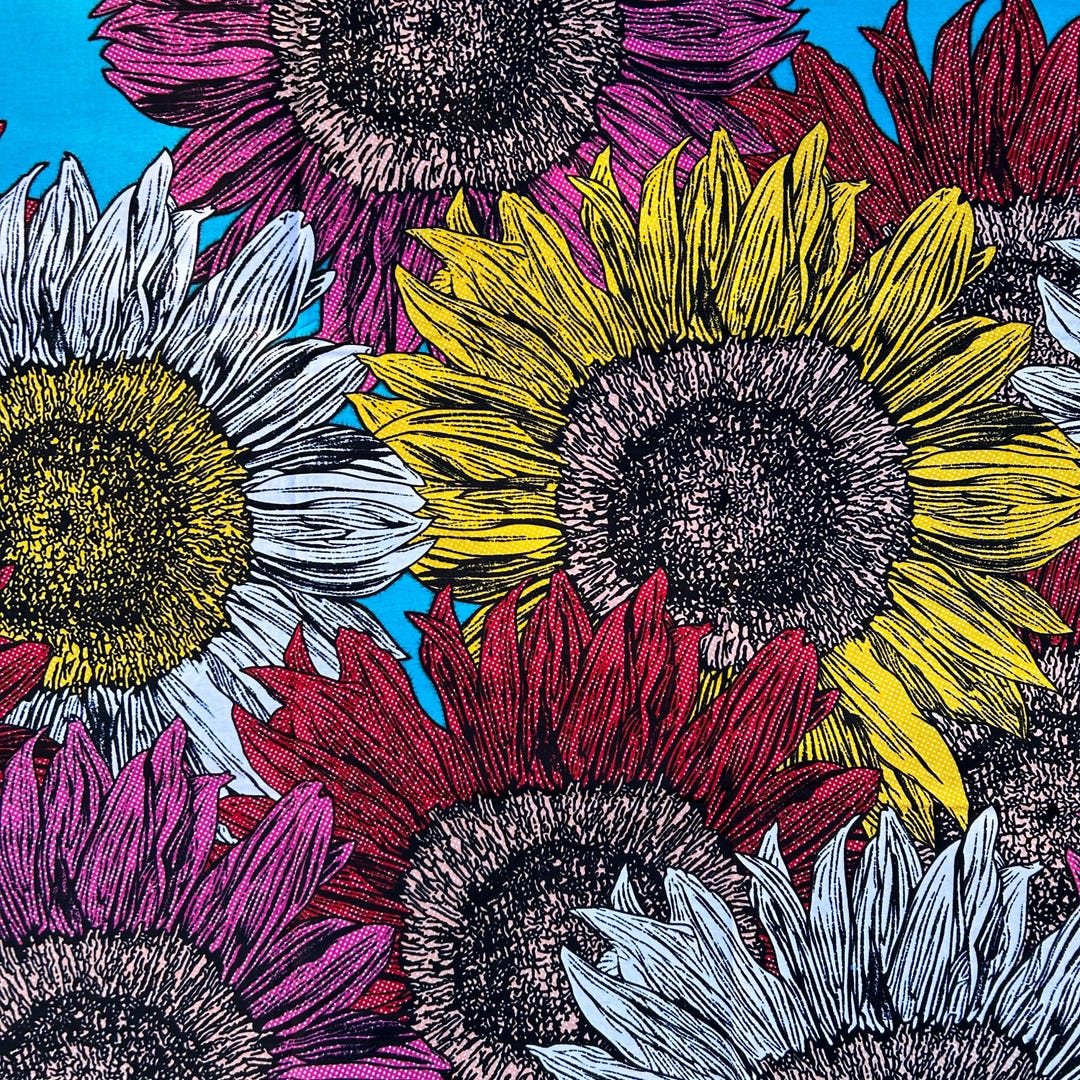 African Print Fabric, Large Floral Flowers Print Ankara Fabric ...