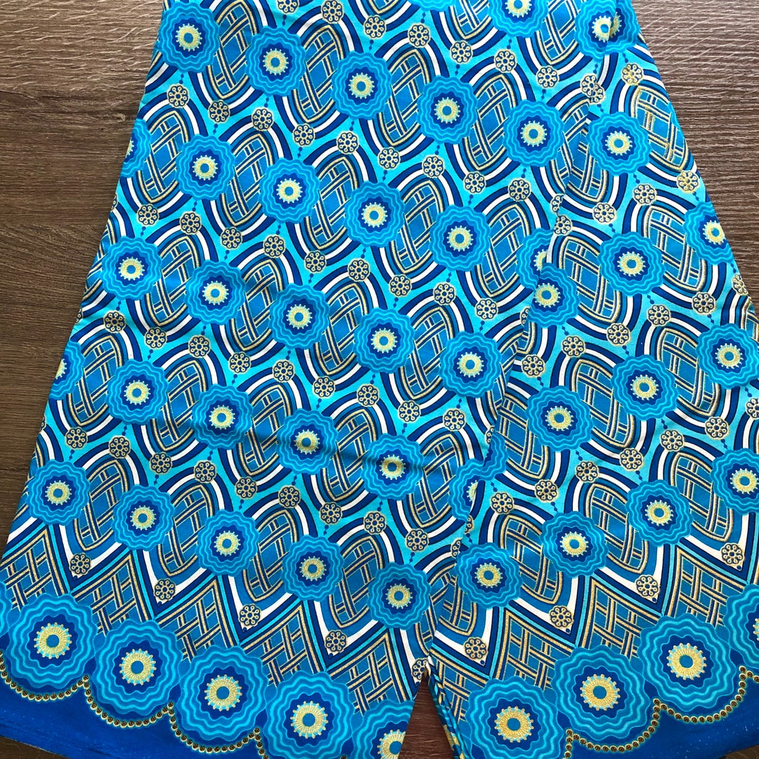 African Print Fabric, Gold Glitter Print Fabric, Ankara Fabric, Blue ...