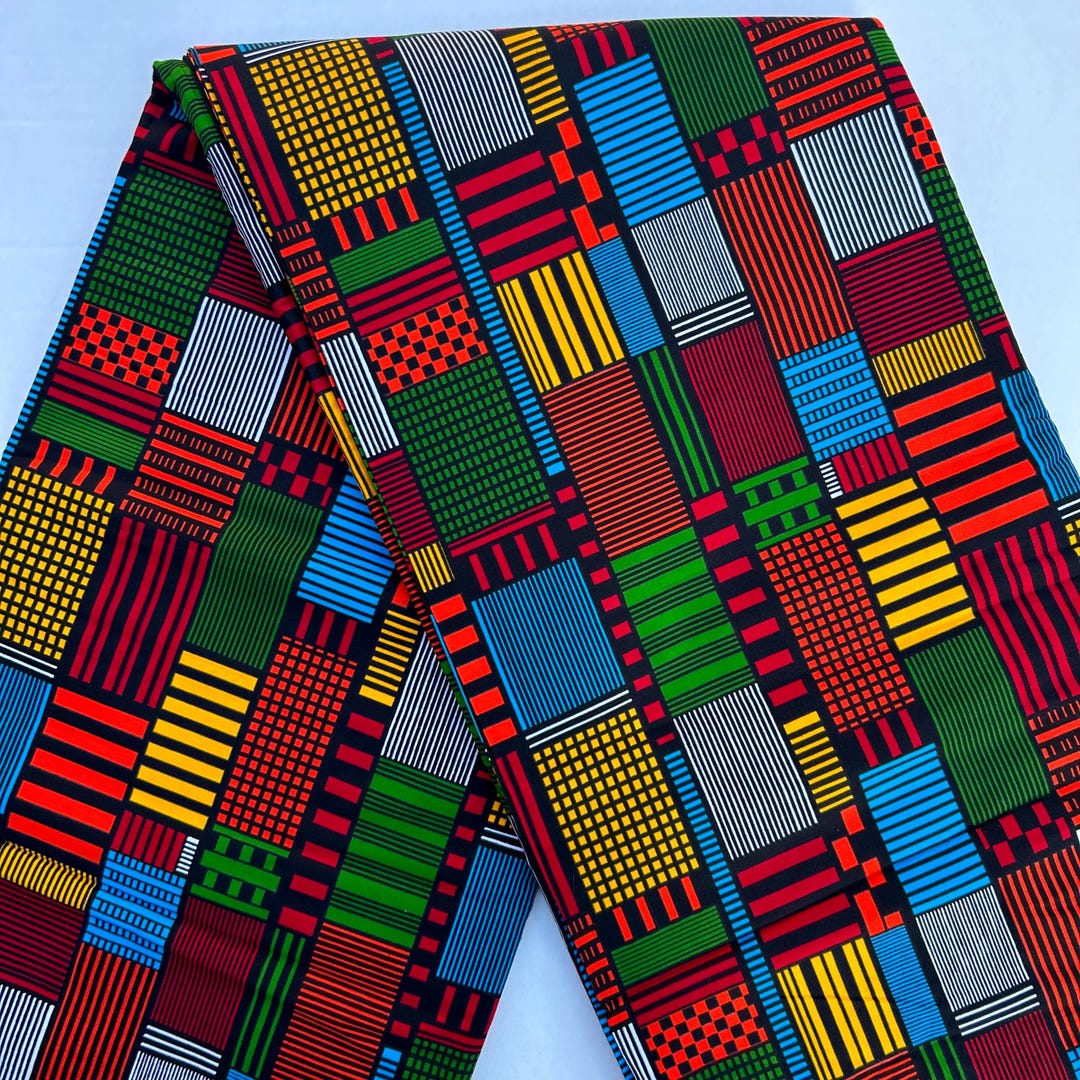 African Print Fabric, Stripe Bold Colors Fabric, Ankara Fabric ...
