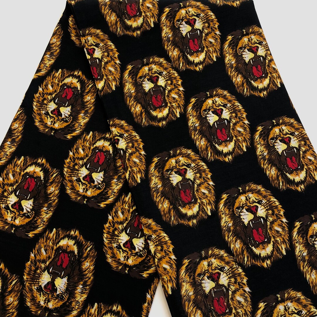 African Print Fabric, Printed Isiagu Lion Black Fabric, Ankara Fabric ...