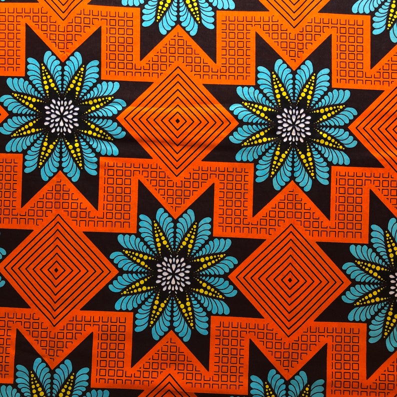 African Print Fabric Orange Print Fabric Ankara Fabric Face - Etsy