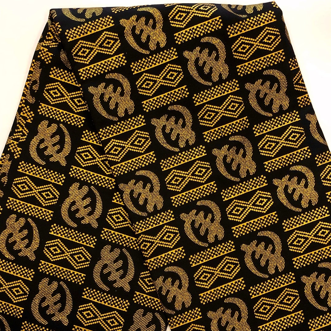 African Print Fabric, Gold Glitter Ankara Fabric, Damask Print, 6 Yards ...