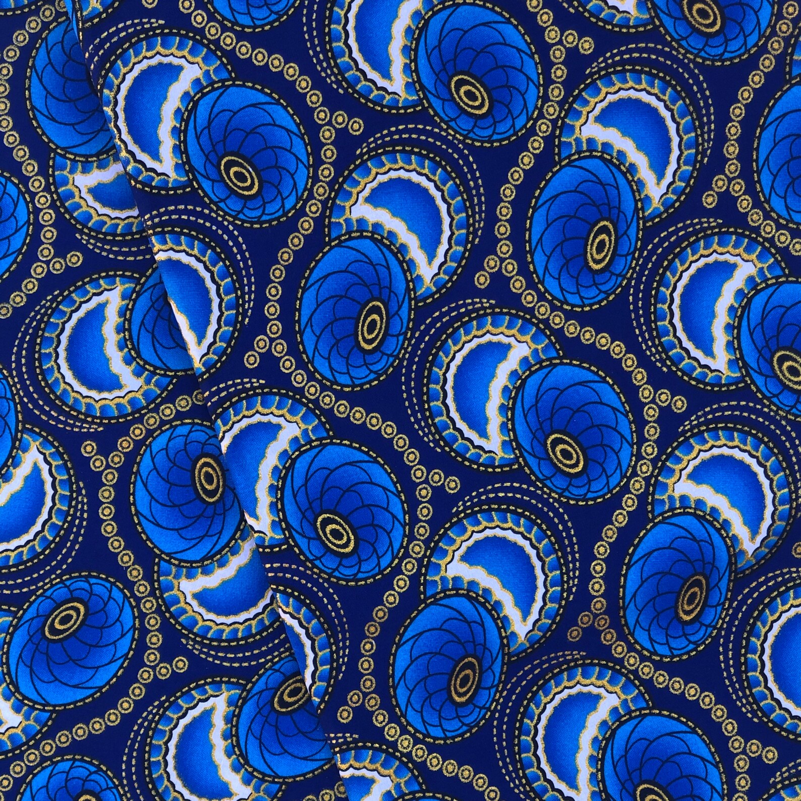 African Ankara Print Fabric by the Yard, Gold Glitter Print Afrocentric ...
