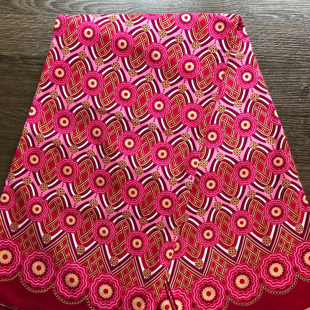 African Print Fabric, Gold Glitter Print Fabric, Ankara Fabric, Pink ...