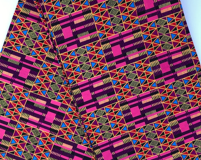 African Print Fabric, Ankara Fabric, Gold Glitter Kente, Pink Kente ...