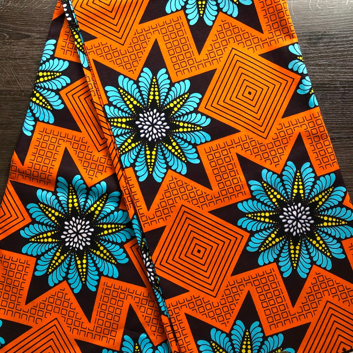 African Print Fabric Orange Print Fabric Ankara Fabric Face - Etsy