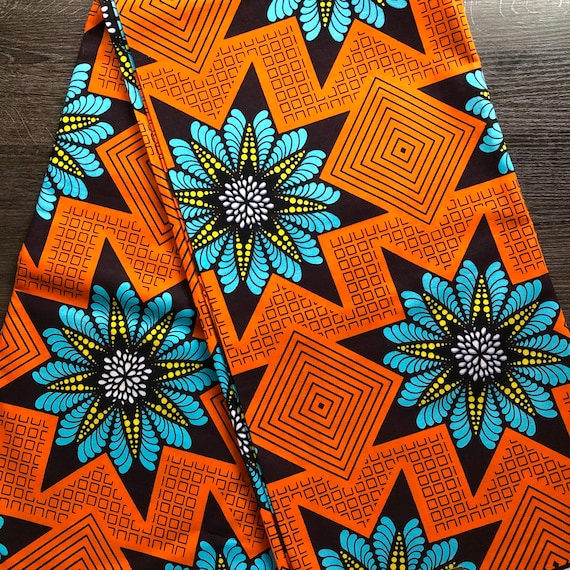 African Print Fabric Orange Print Fabric Ankara Fabric Face - Etsy