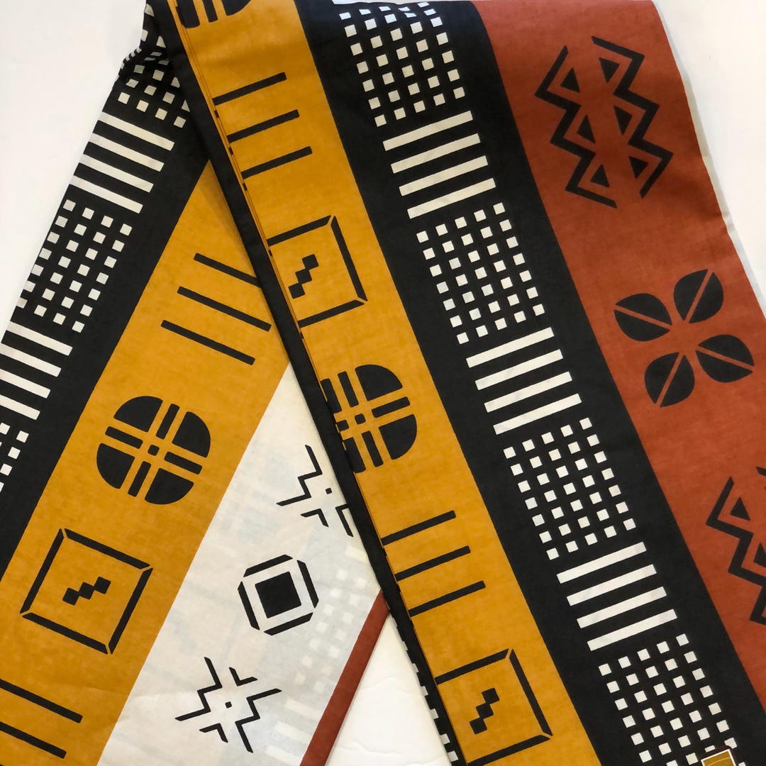 African Print Fabric, Mudcloth Print Ankara Fabric, Tribal Symbols ...