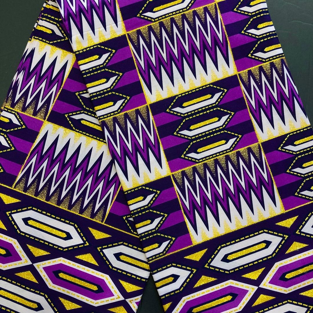 African Print Fabric, Gold Glitter Ankara Fabric, 6 Yards African ...