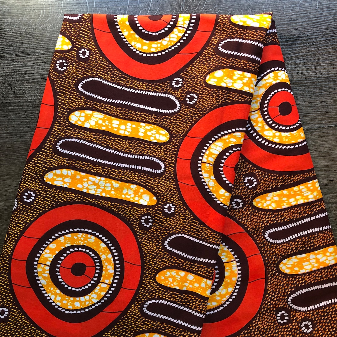 African Print Fabric Orange Print Fabric Ankara Fabric - Etsy