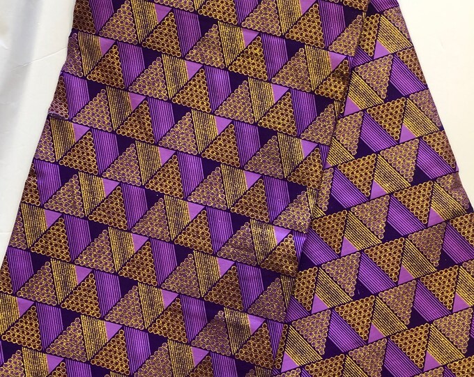 African Print Fabric, Gold Glitter Ankara Fabric, Triangles Print, 6 ...