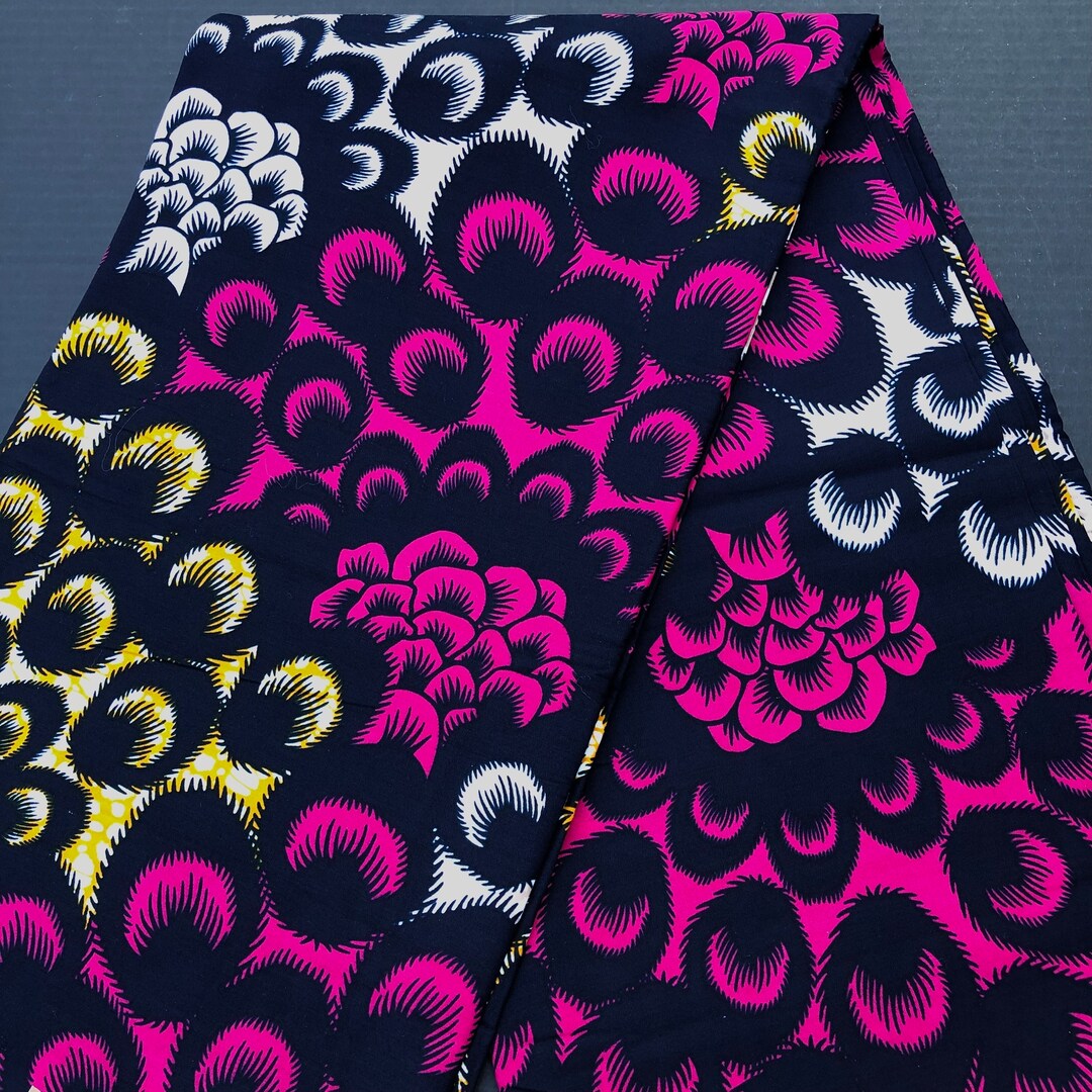 African Print Fabric, Pink Beige Peacock Feathers Print Fabric, Ankara ...