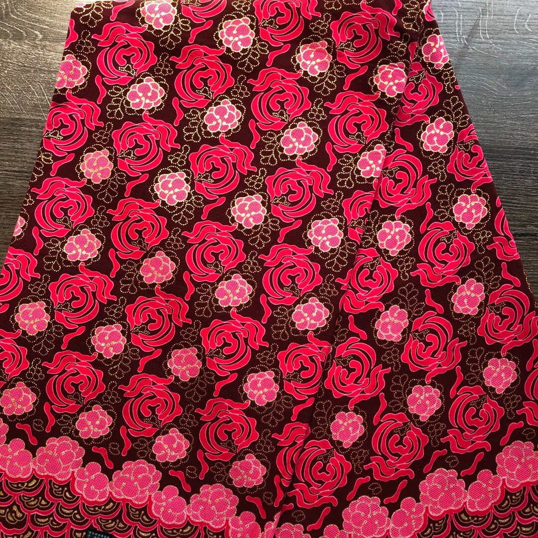 African Print Fabric, Roses Print Ankara Fabric, Gold Glitter, Royalty ...