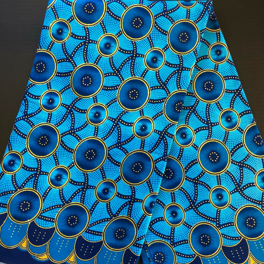 African Print Fabric, Gold Glitter Ankara Fabric, Damask Print, 6 Yards ...