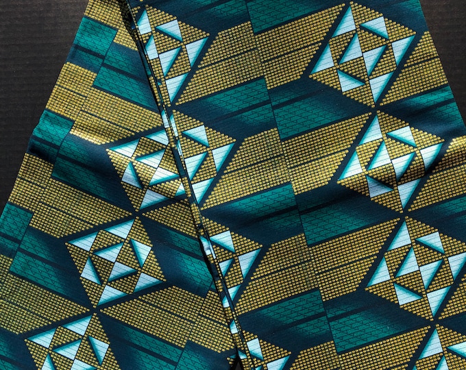 African Print Fabric, Gold Glitter Print Fabric, Ankara Fabric, Emerald ...