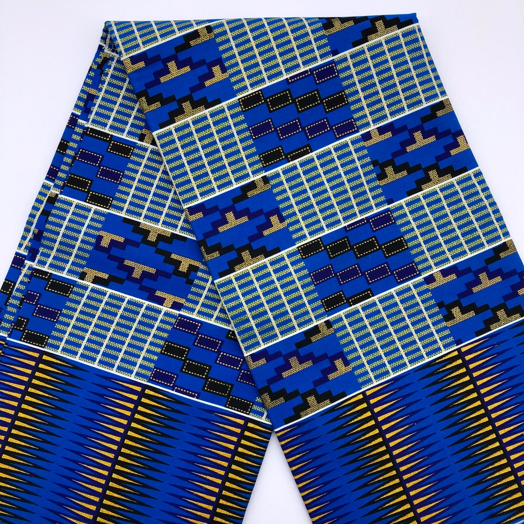 African Print Fabric, Royal Blue Kente Print Fabric, Ankara Fabric ...