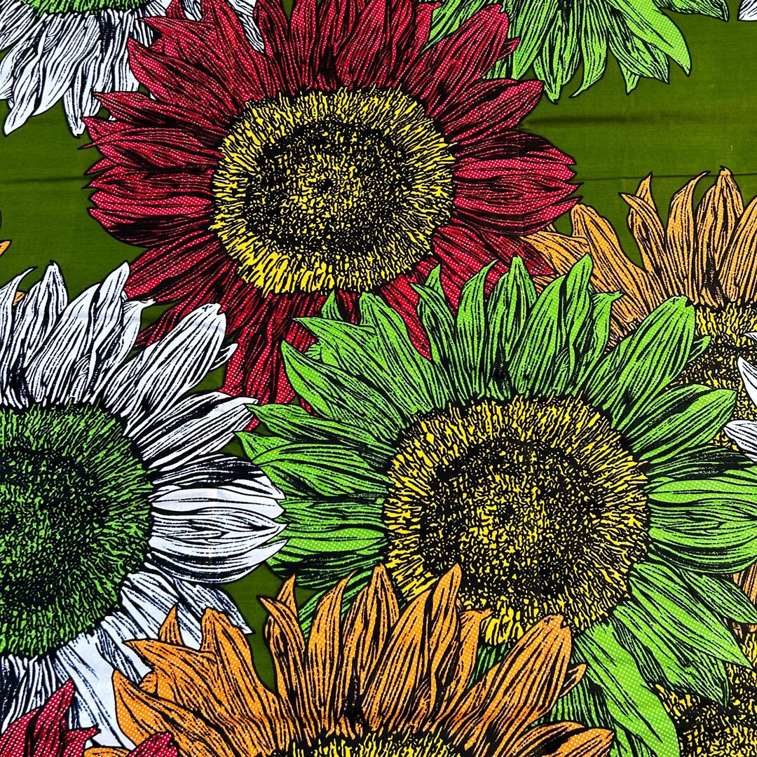 African Print Fabric, Large Floral Flowers Print Ankara Fabric ...