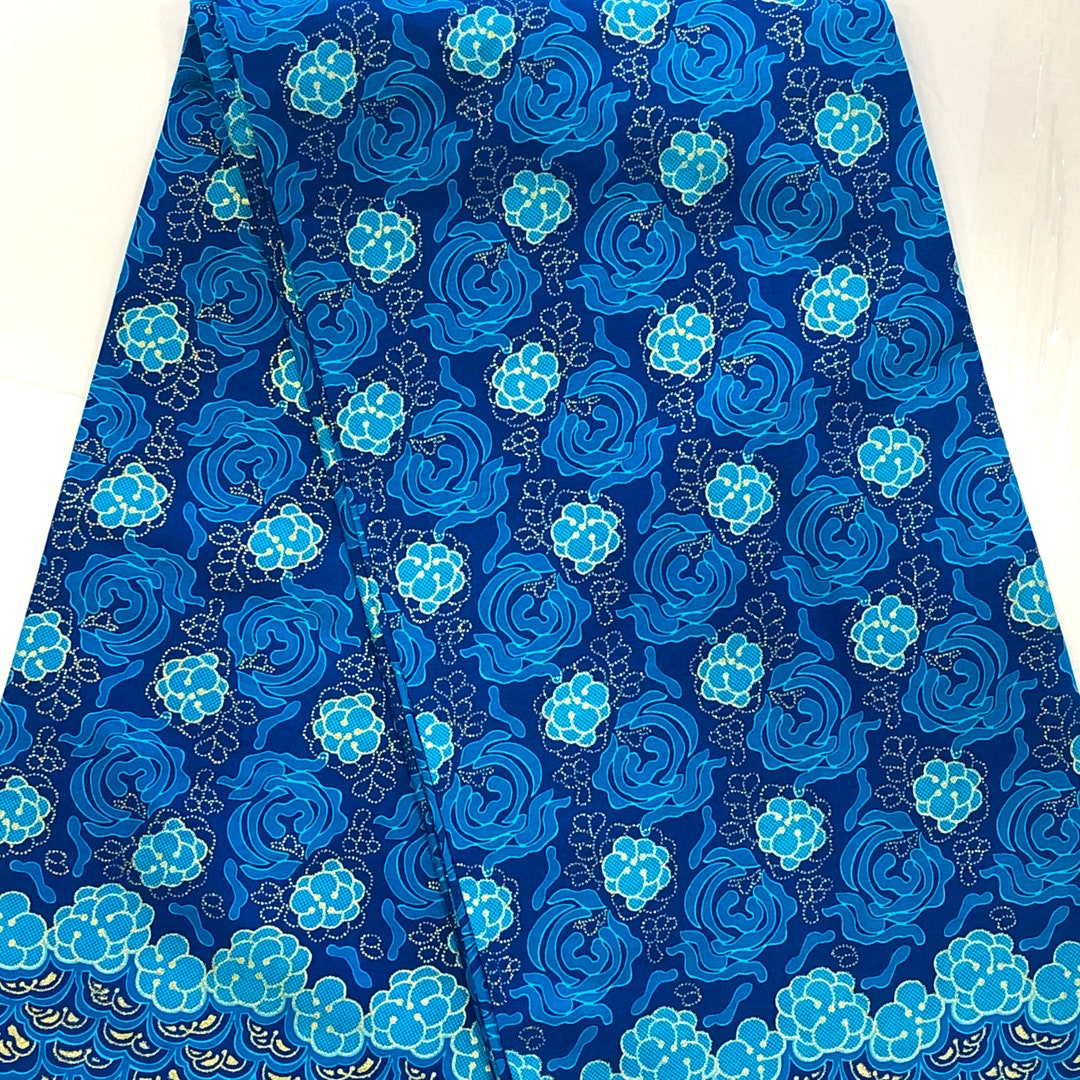 African Print Fabric, Gold Glitter Fabric, Ankara Fabric, Blue Roses ...