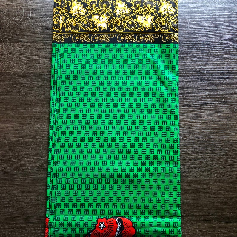 African Print Fabric, Red Floral Border Print Fabric, Ankara Fabric ...