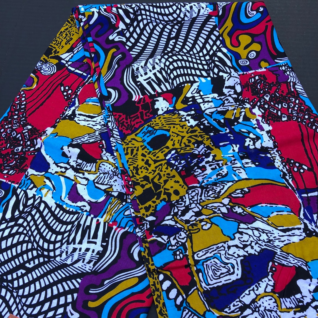 African Print Fabric, Abstract Design Fabric, Ankara Fabric, Face Mask ...
