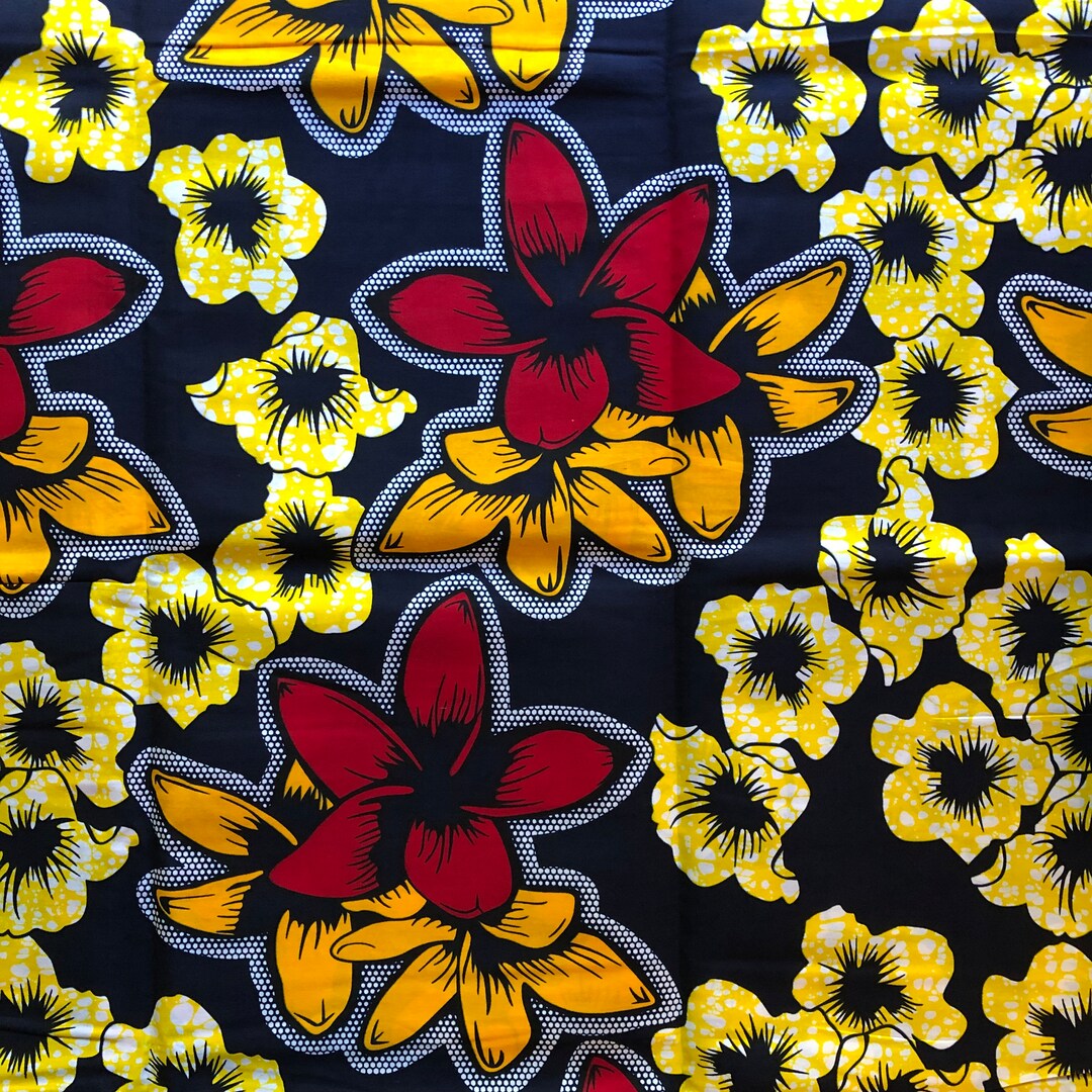 African Print Fabric, Floral Print Fabric, Ankara Fabric, Bold Flowers ...