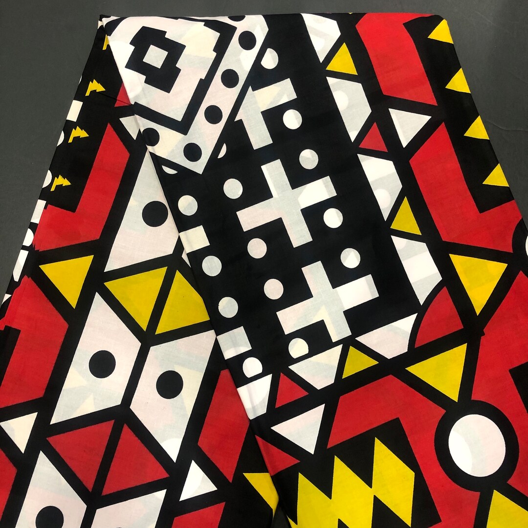 African Print Fabric, Ankara Fabric, Red Yellow Samacaca Samakaka ...
