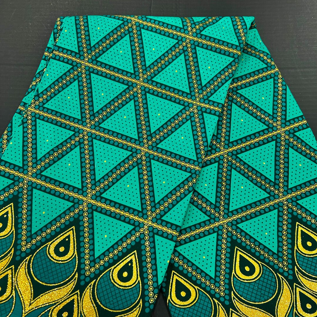 African Print Fabric Gold Glitter Ankara Fabric 6 Yards African Fabric ...